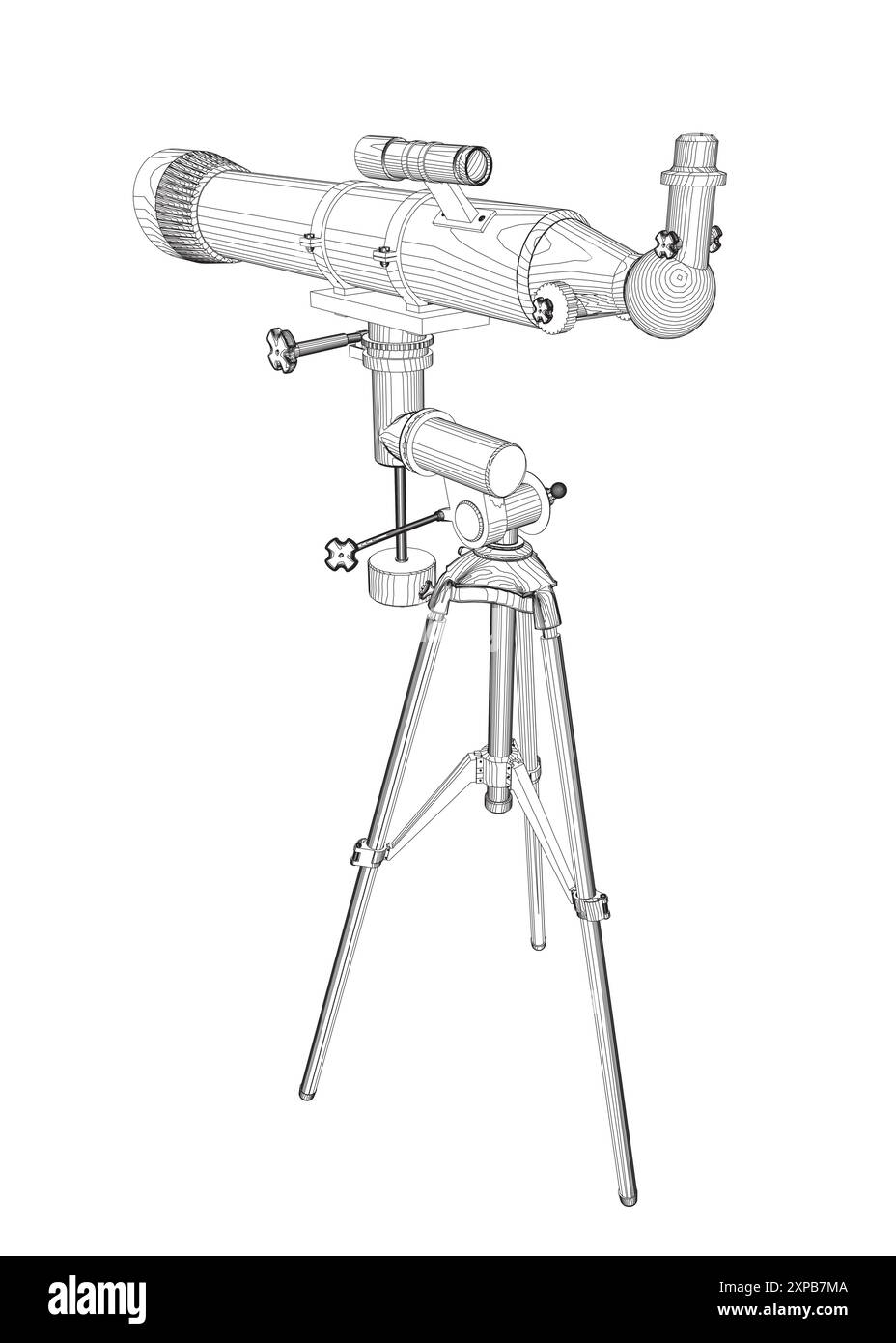 Contour drawing of Telescope - astronomy tool. Telescope in simple ...