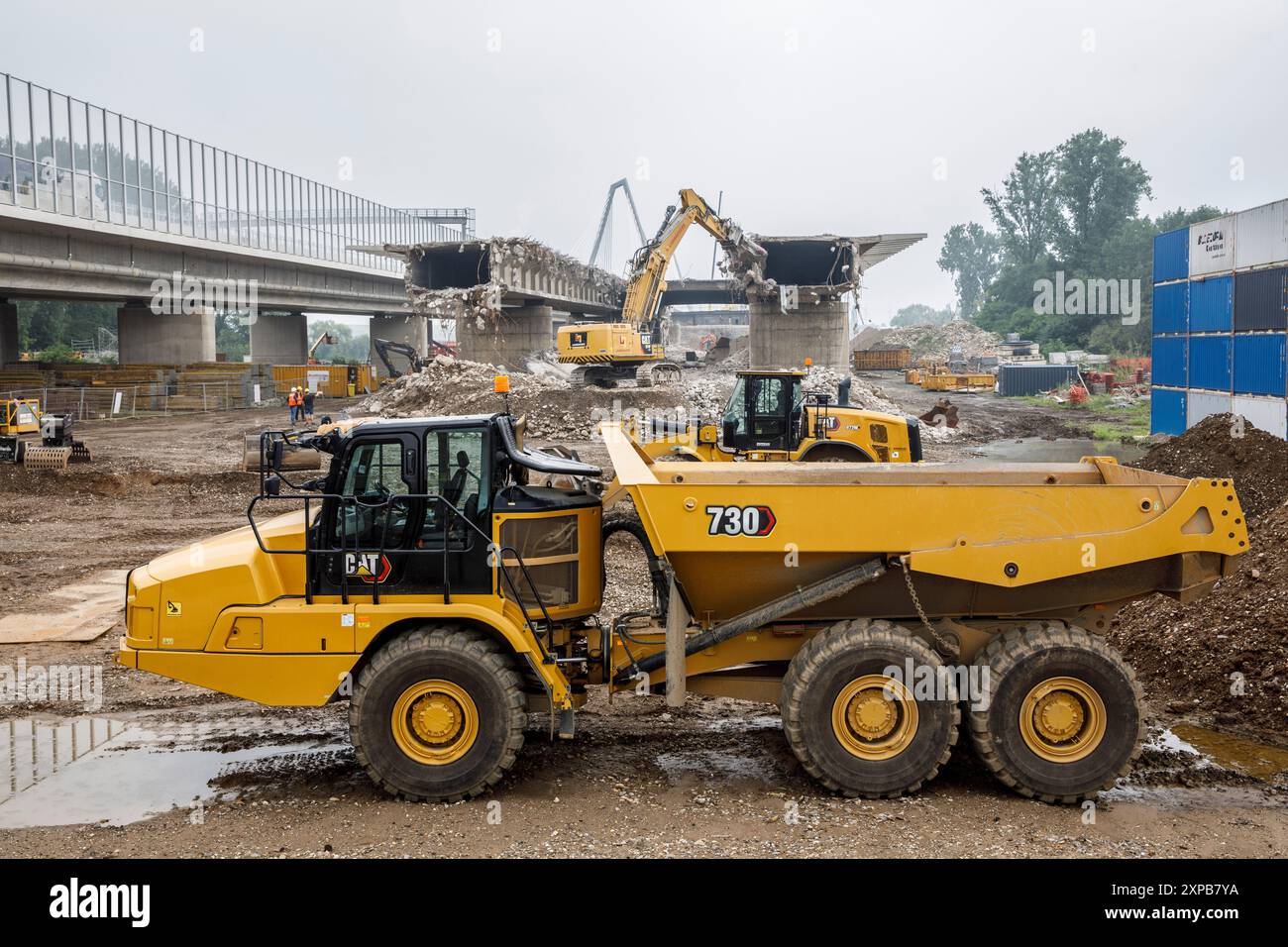 construction site of the new river Rhine bridge of the Autobahn A1 between Cologne and ...