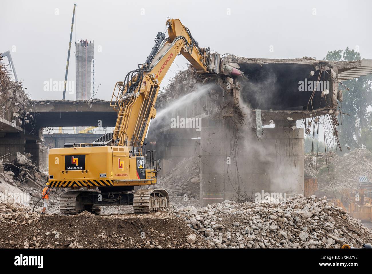 construction site of the new river Rhine bridge of the Autobahn A1 ...