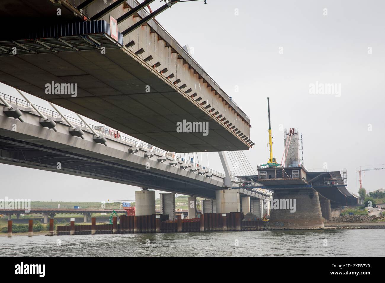 construction site of the new river Rhine bridge of the Autobahn A1 ...