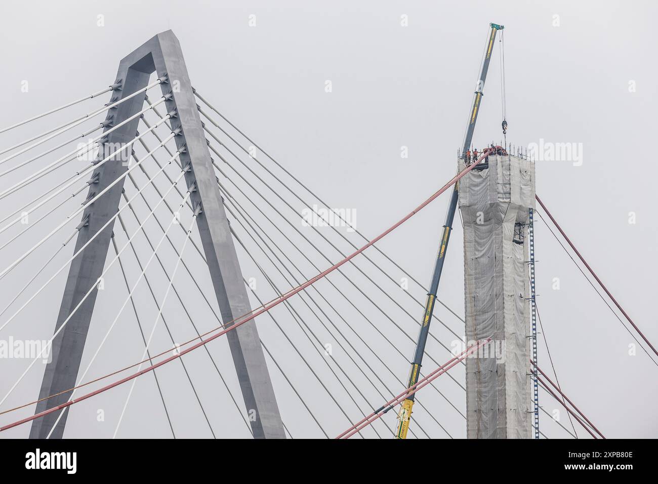 construction site of the new river Rhine bridge of the Autobahn A1 ...