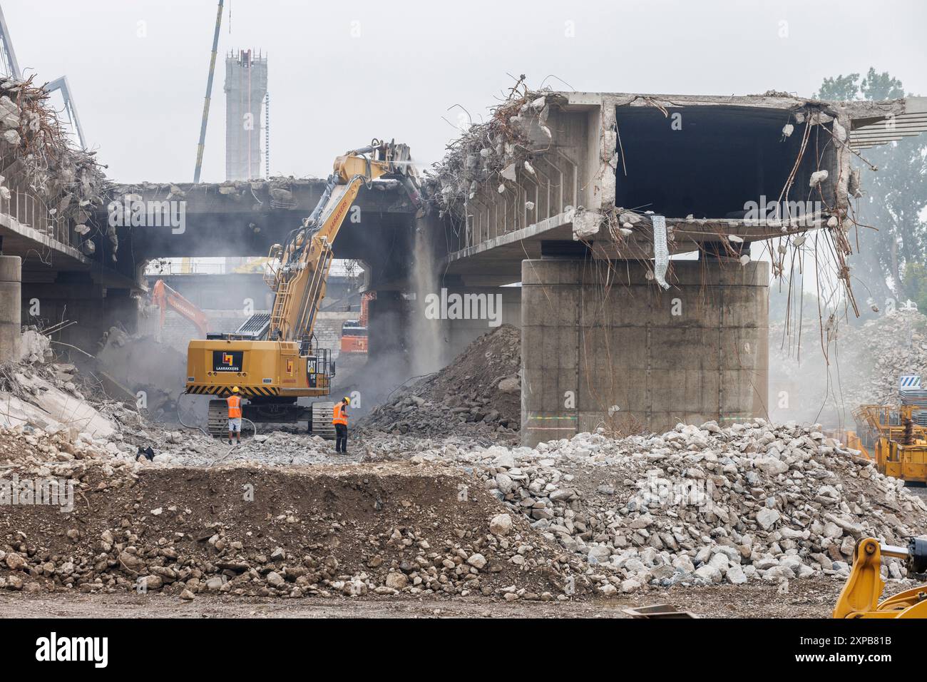 construction site of the new river Rhine bridge of the Autobahn A1 ...