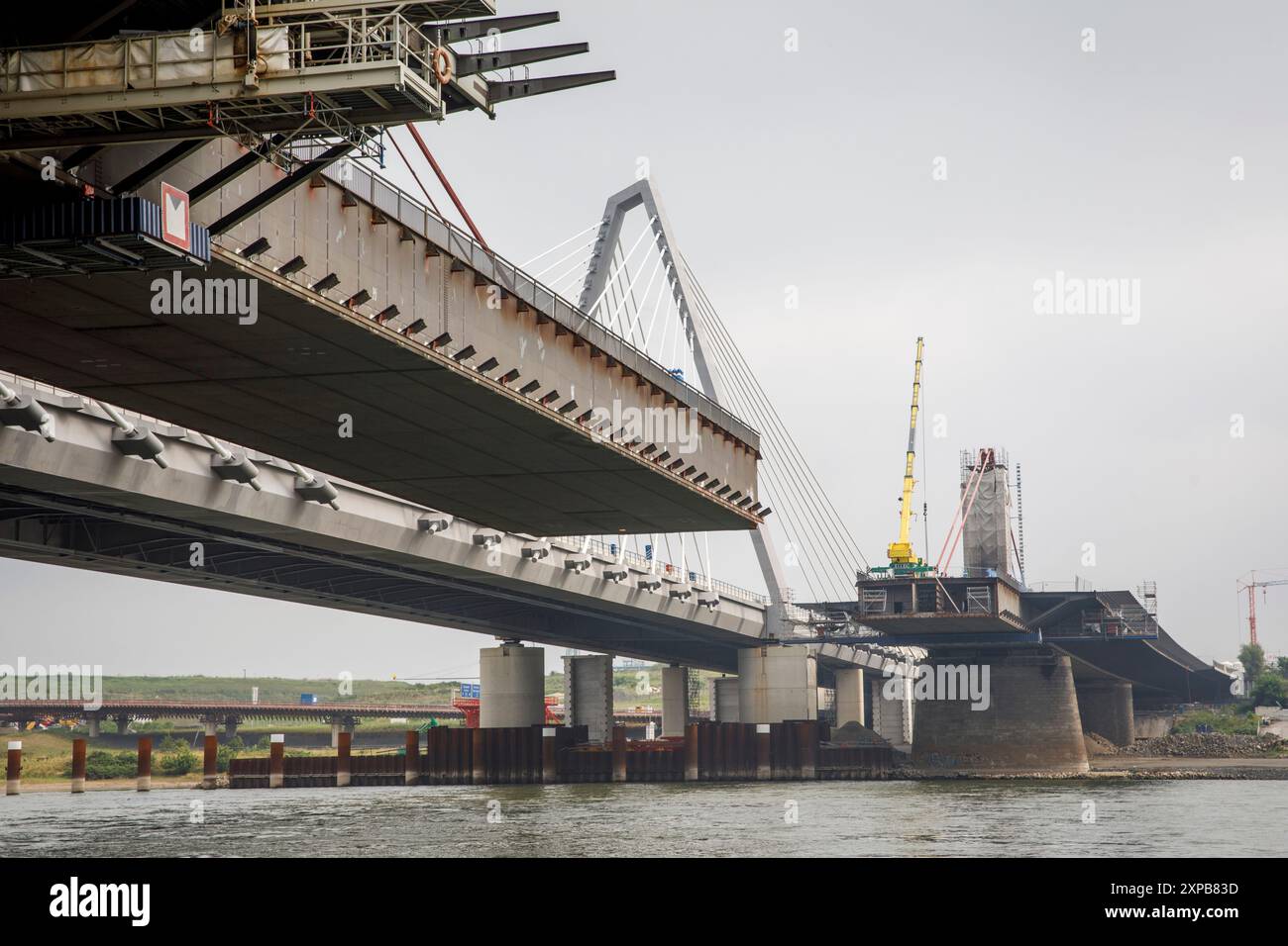 construction site of the new river Rhine bridge of the Autobahn A1 ...