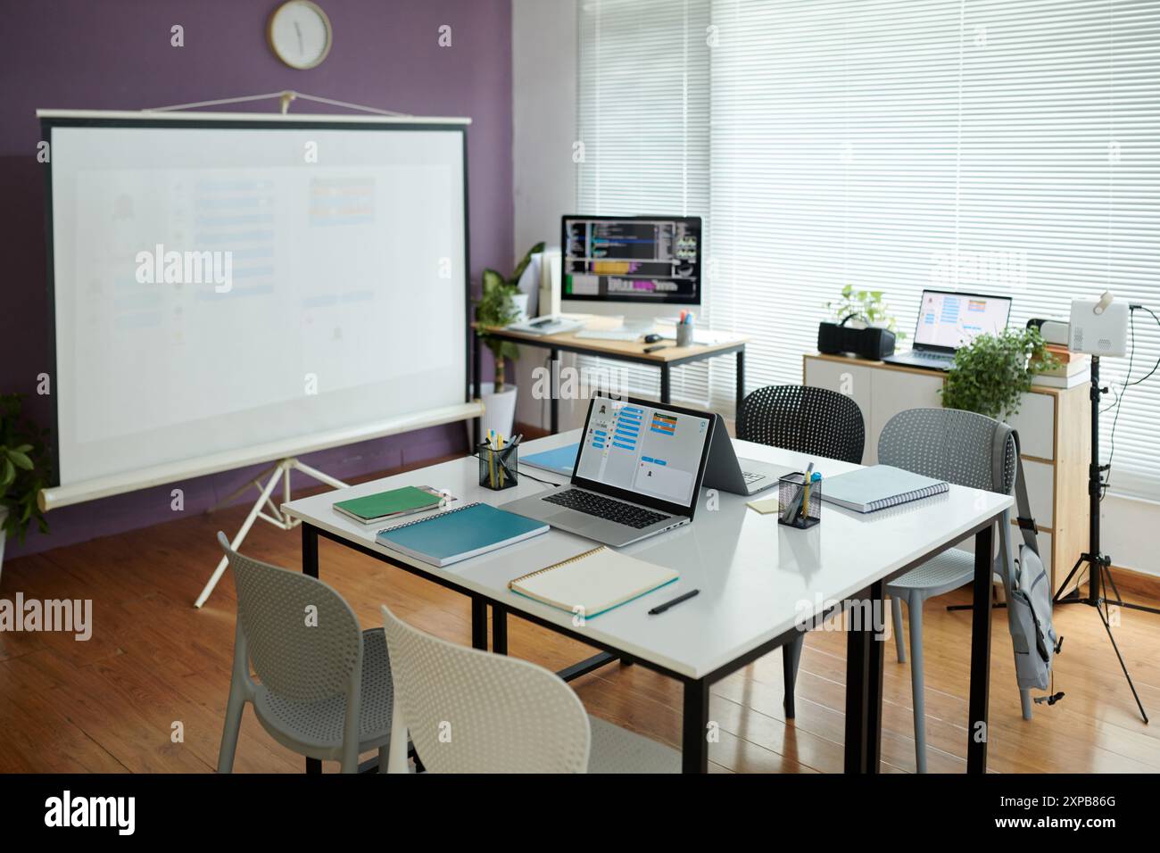 Modern Office Space with Meeting Room Setup Stock Photo - Alamy