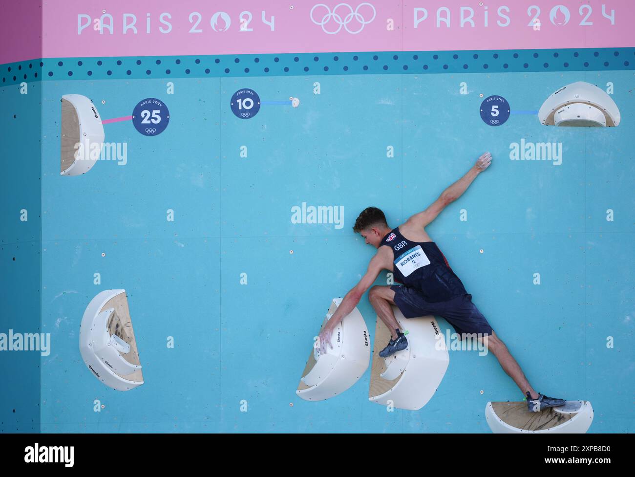 Great Britain's Toby Roberts on wall four during his Men's Boulder ...