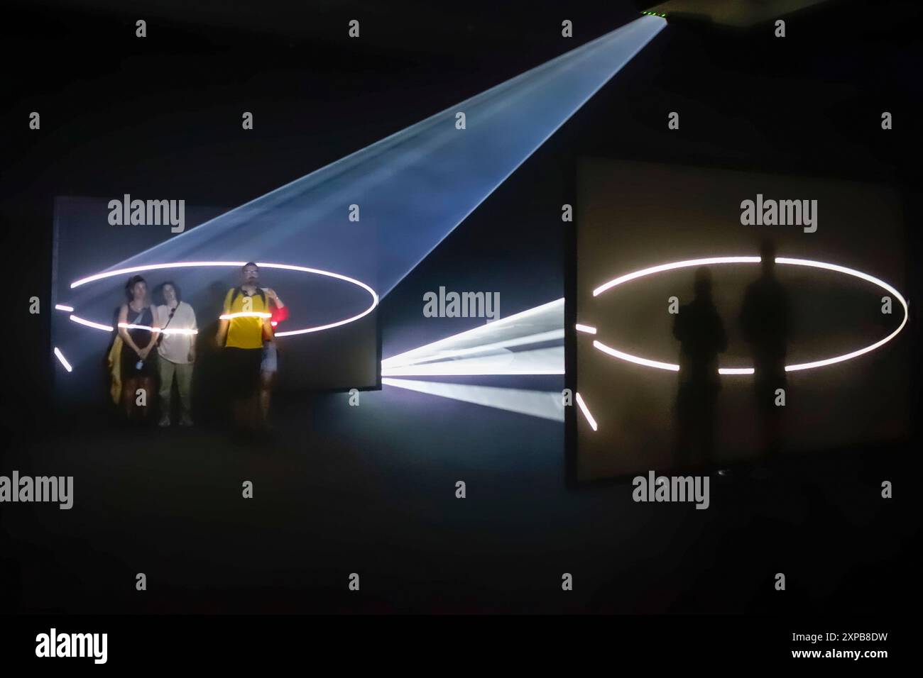 Visitors enjoying 'Solid Light', an immersive art installation by the ...