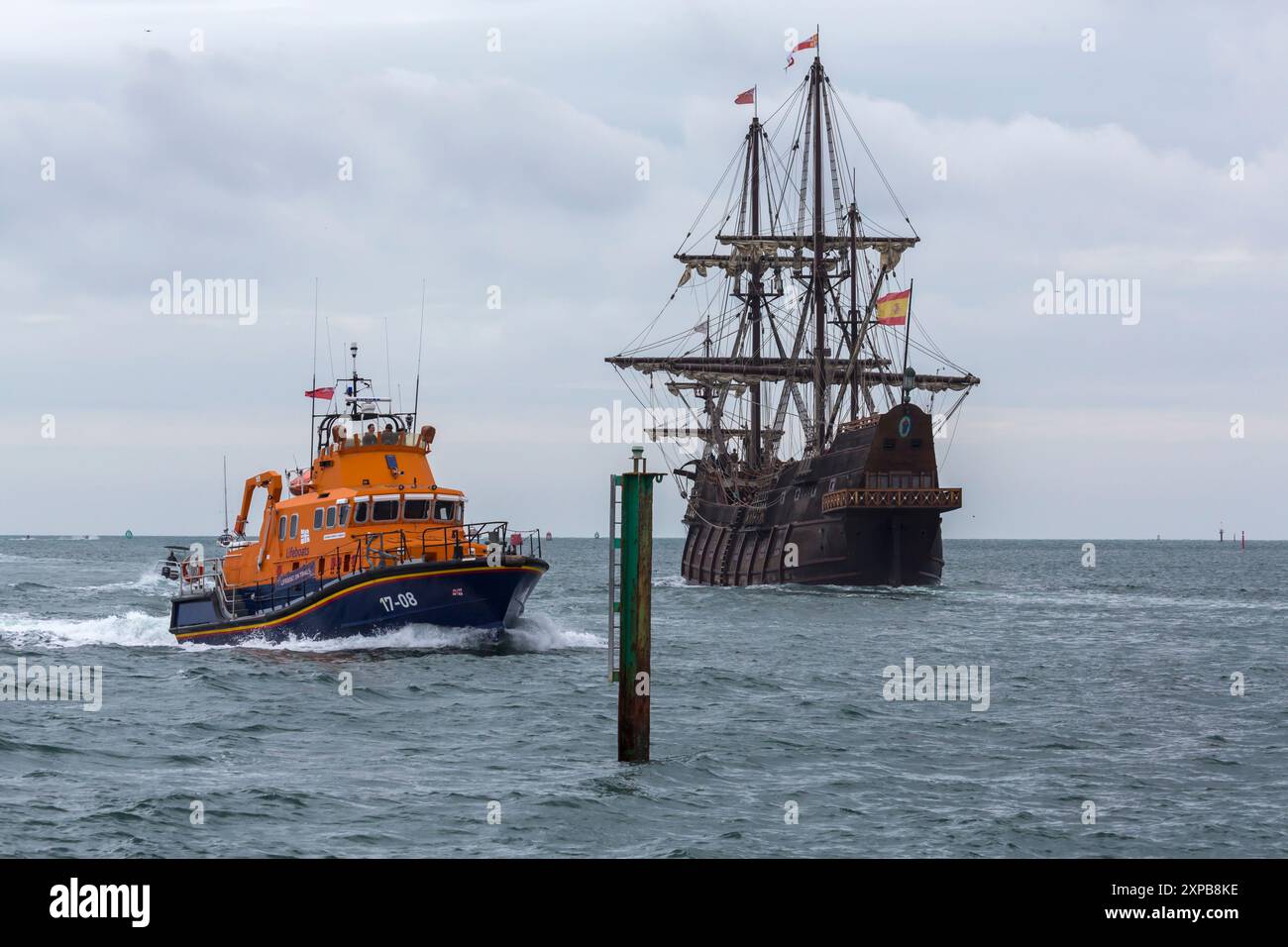 Poole, Dorset UK. 5th August 2024. The Galeon Andalucia tallship leaves ...