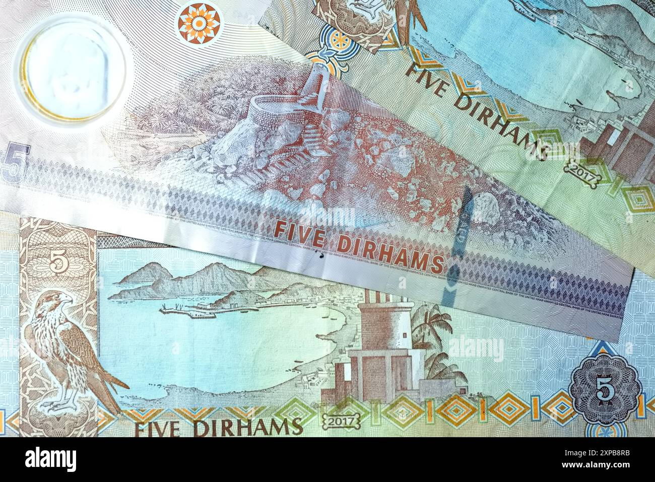 Close up Dirhams currency, AED, Bank note and coins, United Arab ...