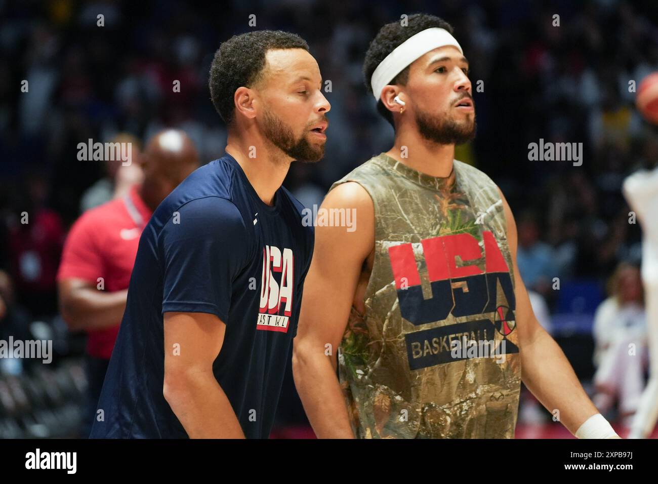 Devin Booker and Stephen Curry of USA during the International Friendly ...