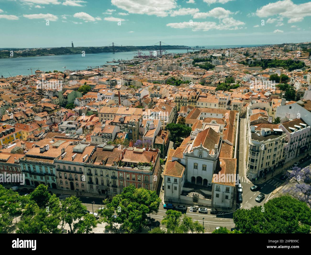 Aerial View Of Beautiful Lisbon Cityscape Restauradores Square. High ...