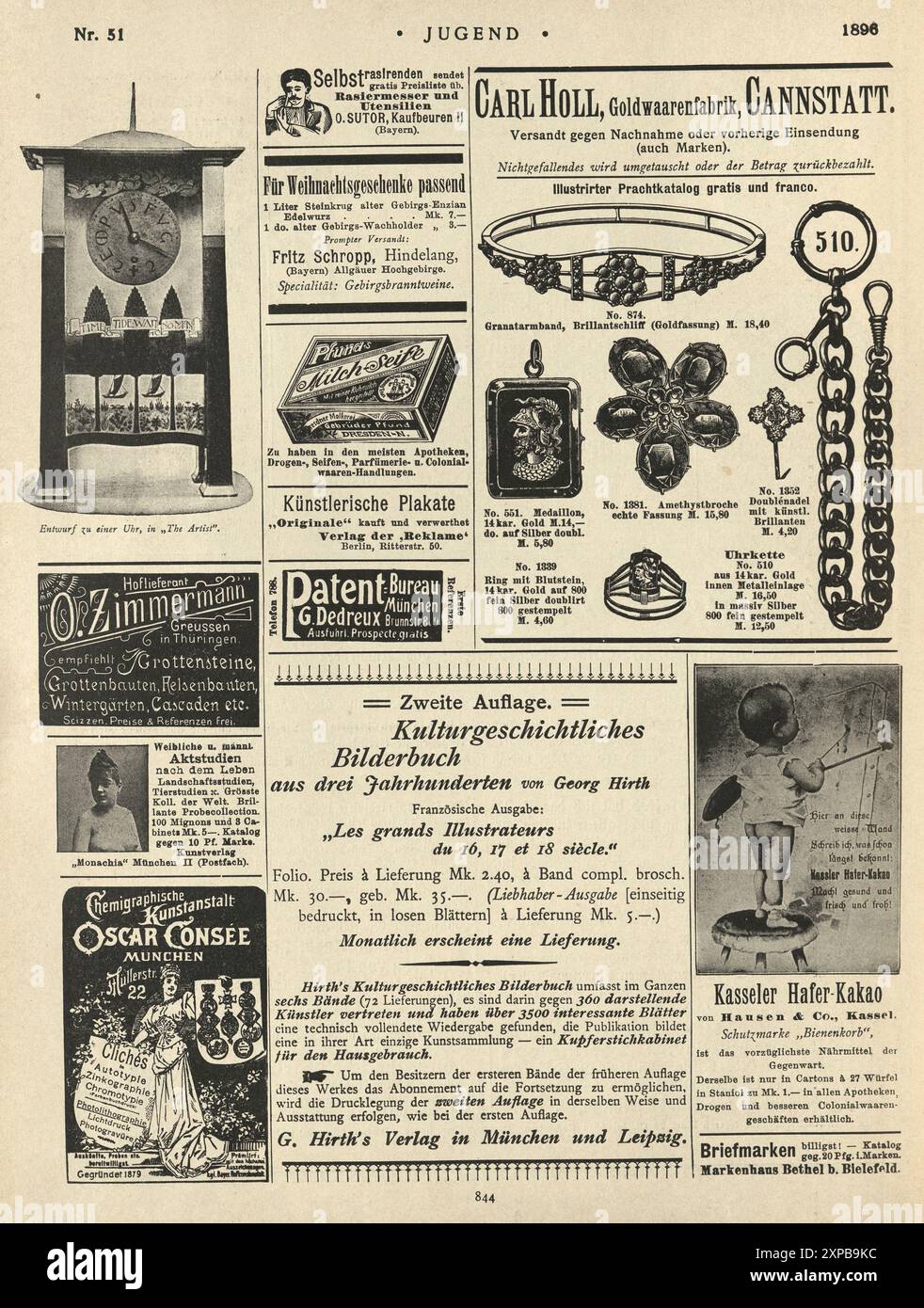 Page of old German newspaper adverts, 1890s, 19th Century, Jugend Stock ...