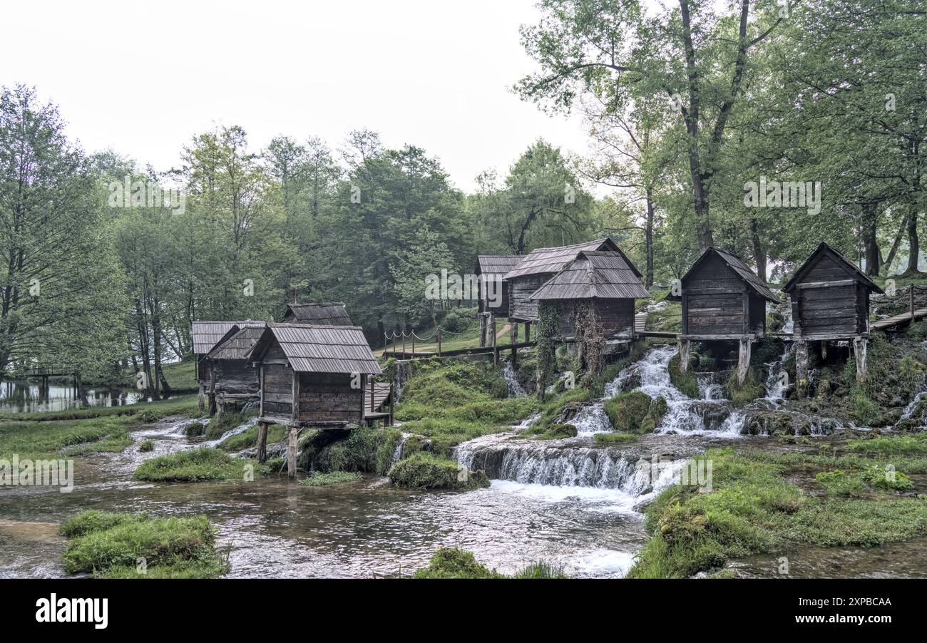Jajce, Bosnia and Herzegovina – May 2023: Traditional watermills on ...