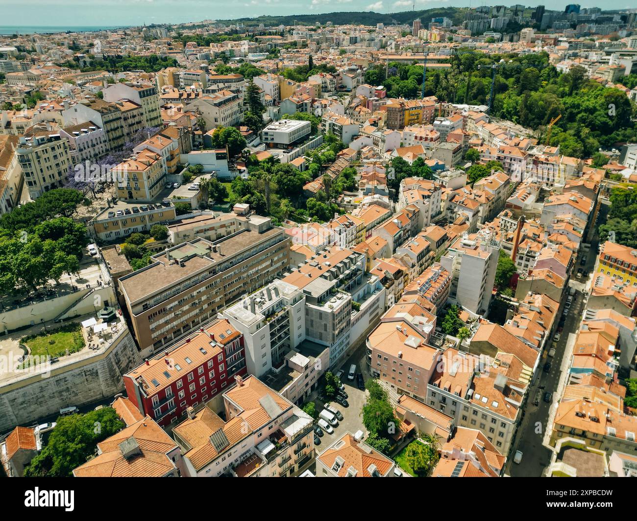 Aerial View Of Beautiful Lisbon Cityscape Restauradores Square. High ...