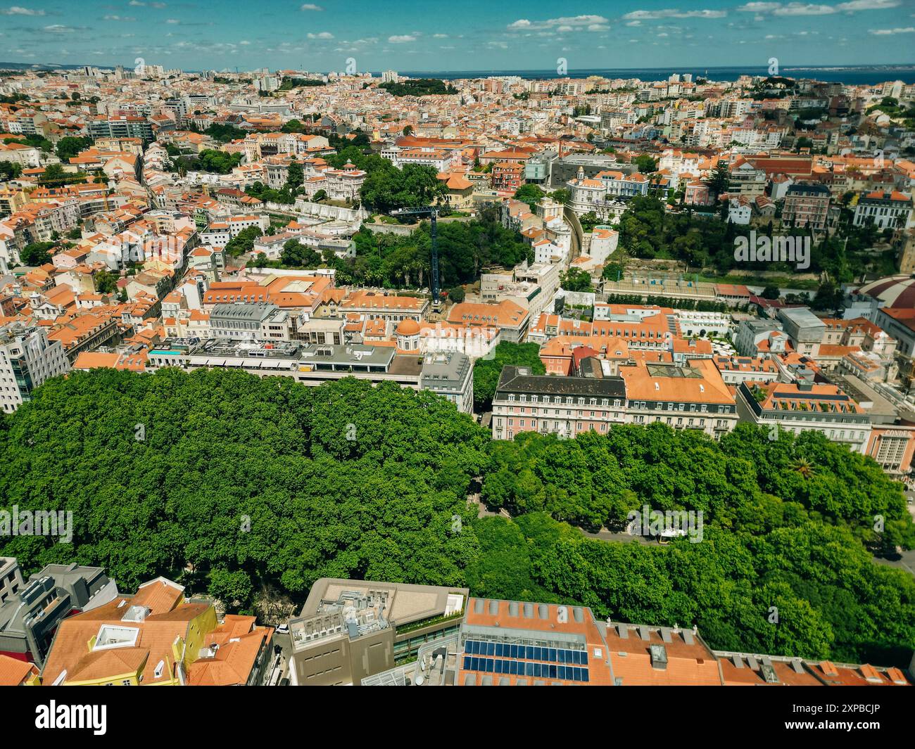 Aerial View Of Beautiful Lisbon Cityscape Restauradores Square. High ...