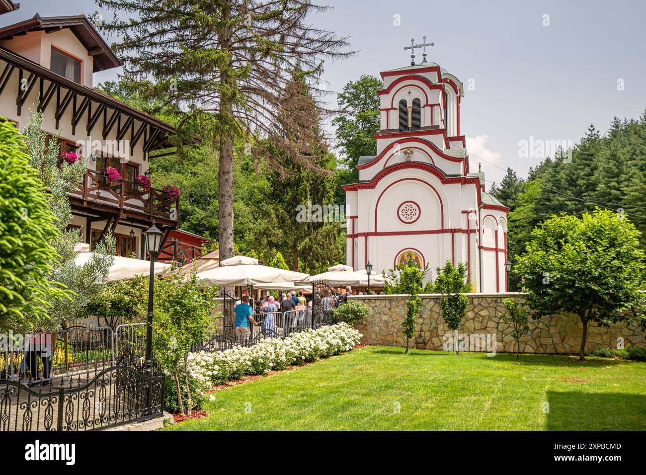 09 June 2024, Golubac, Serbia: Tumane Monastery, an old Orthodox church ...