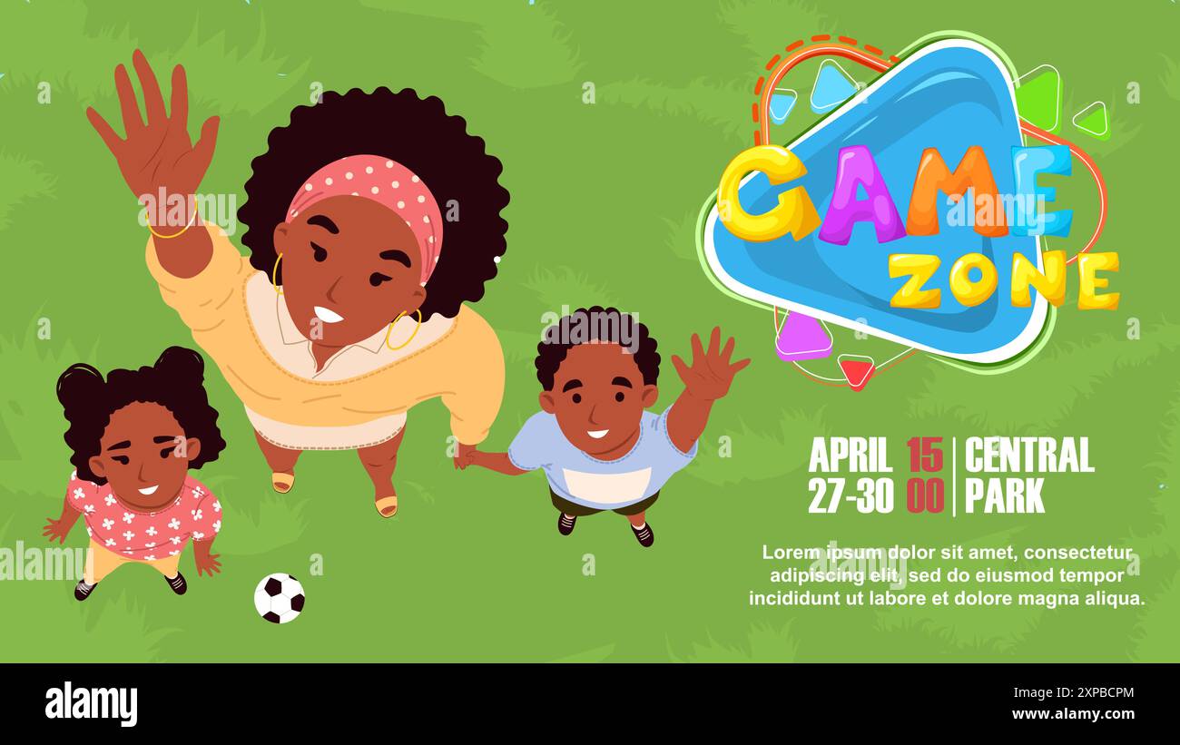 Game zone in central park for happy children recreation invitation ...
