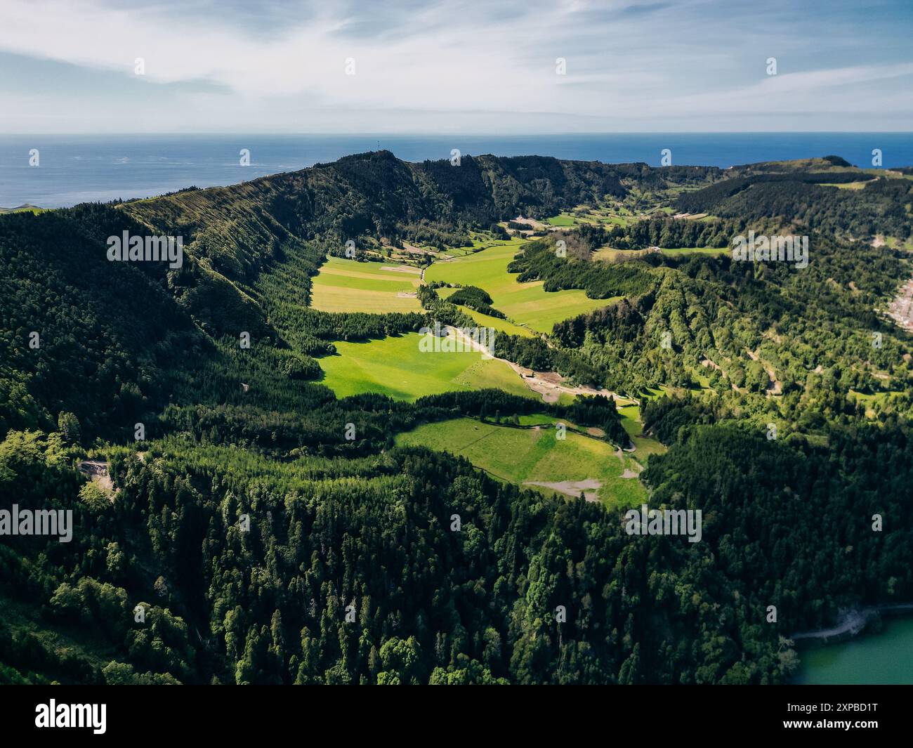 Azores - volcanic blus lake Sete Cidades, green landscape in Portugal ...