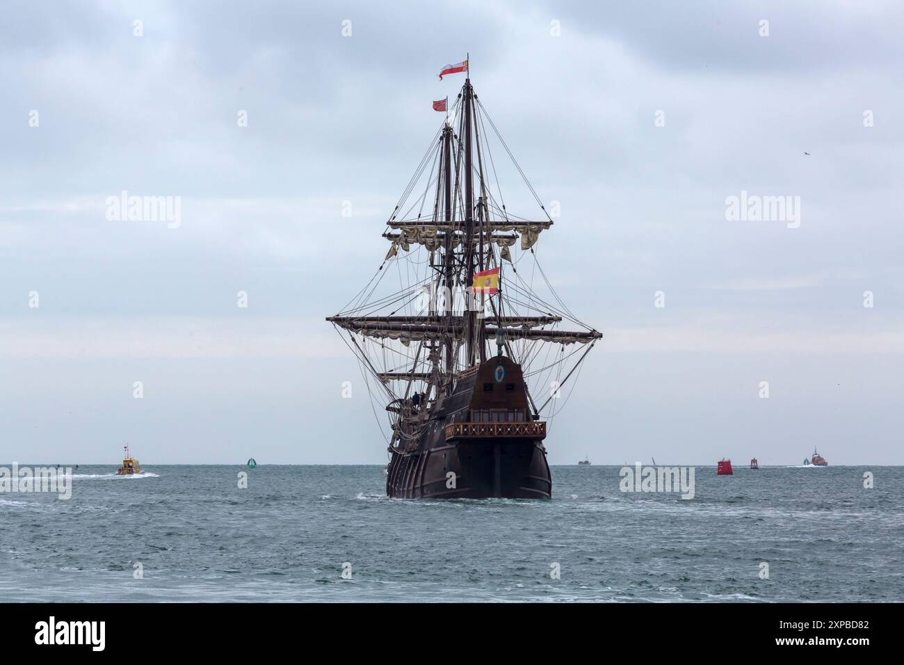 Poole, Dorset UK. 5th August 2024. The Galeon Andalucia tallship leaves ...