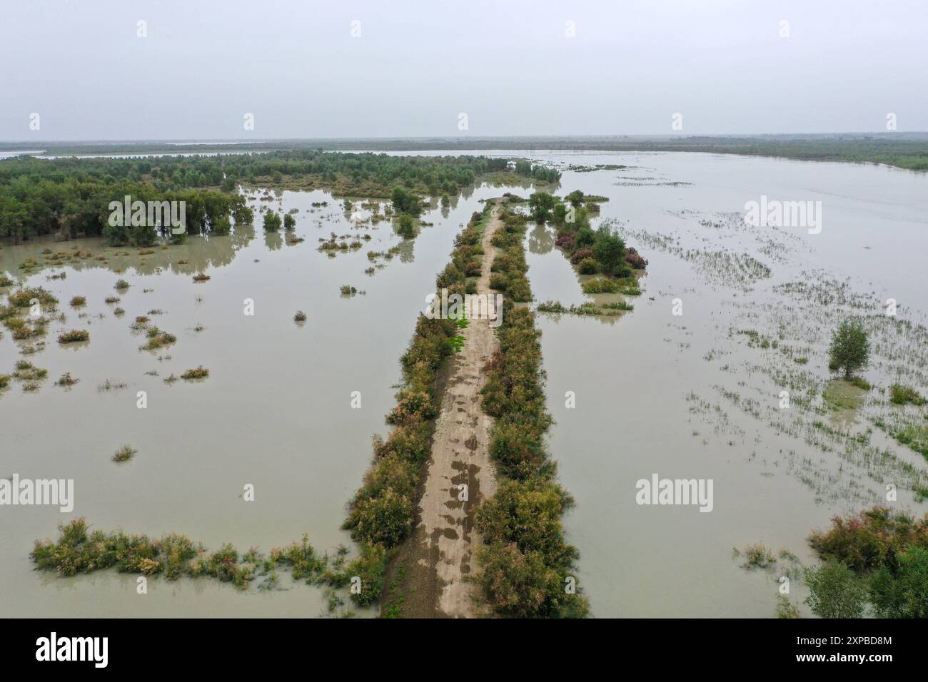 (240805) -- SHAYA COUNTY, Aug. 5, 2024 (Xinhua) -- This aerial drone ...