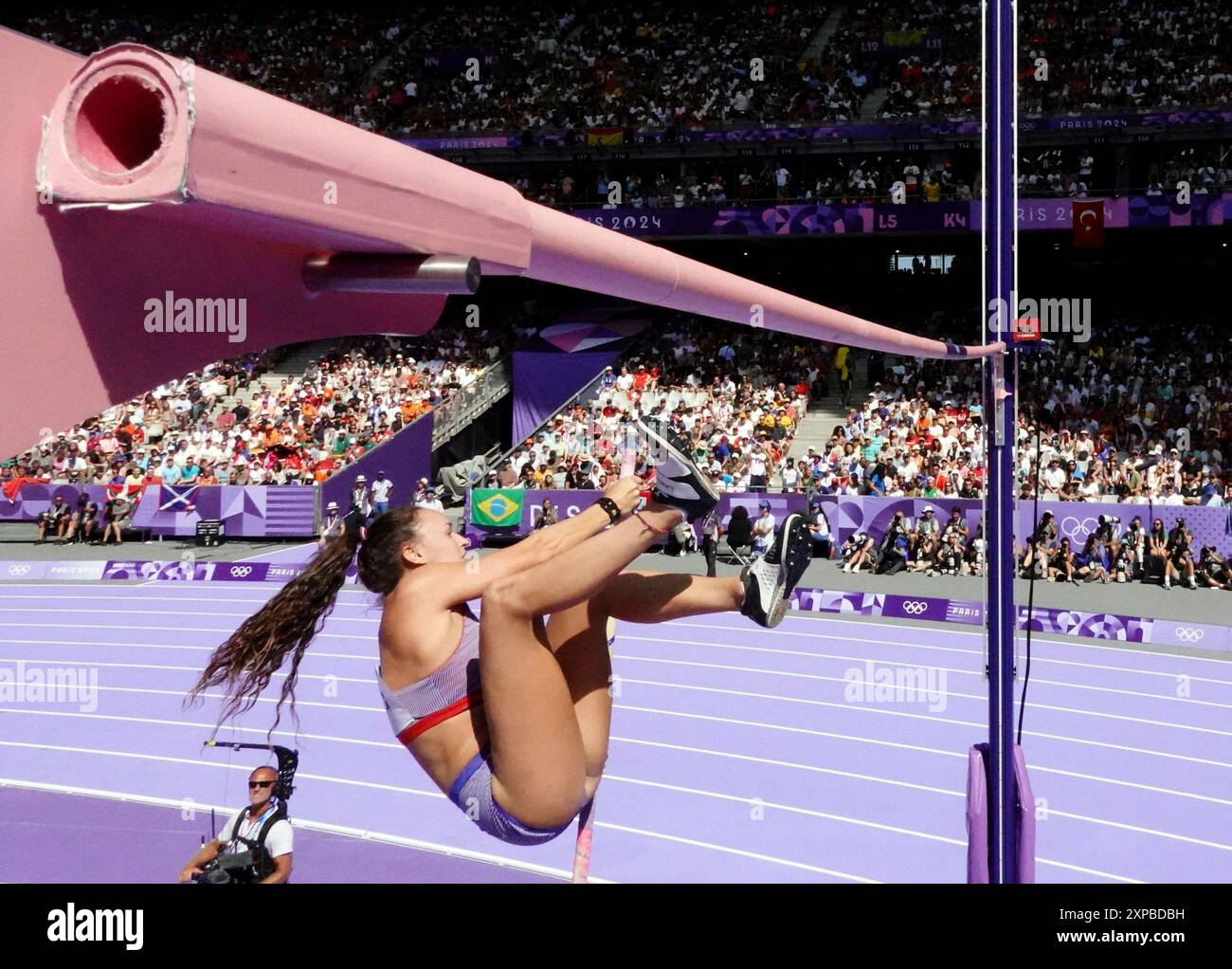 Brynn King of the United States competes in the women's pole vault ...