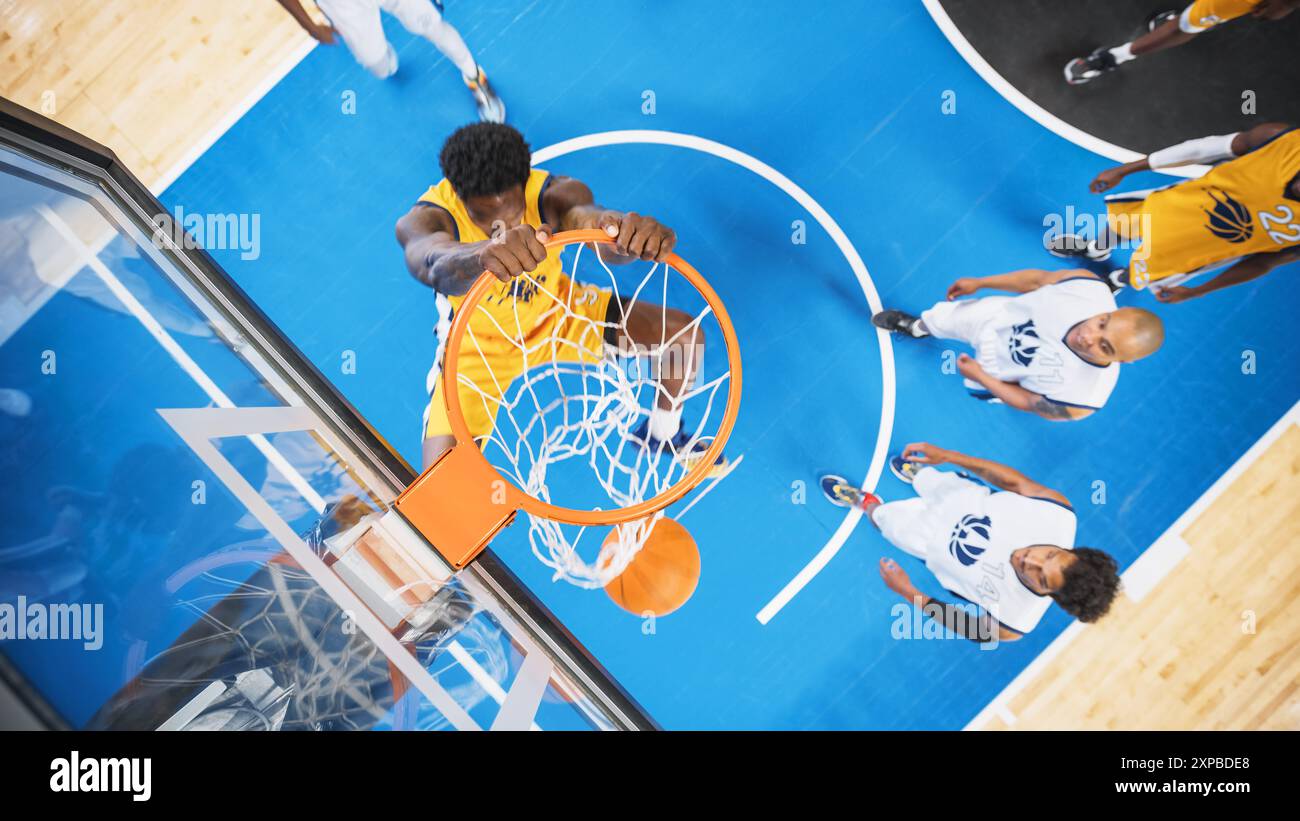 Cinematic Shot of Basketball Action for Live TV Channel: Top Down Photo ...