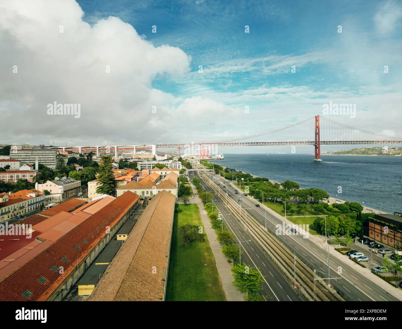Lisbon, Portugal, June 2 2024 - aerial view of Avenida Brasilia and ...
