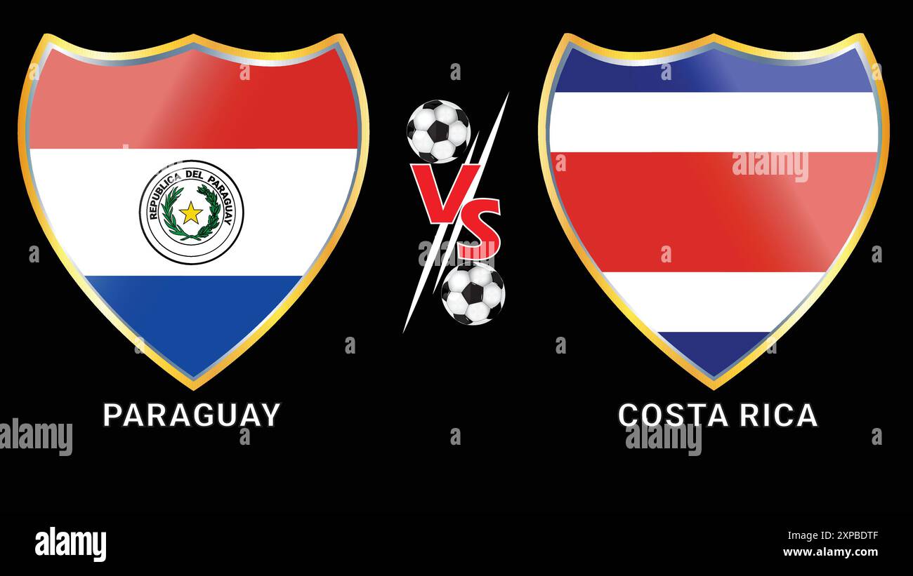 Paraguay vs Costa Rica football face-off: black background with versus ...