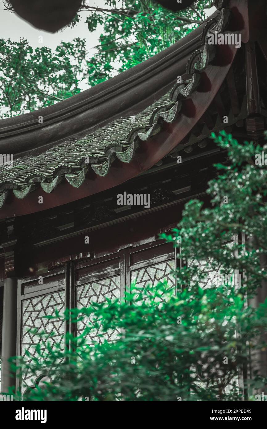 A glimpse of a traditional Chinese garden in Suzhou, with intricate ...