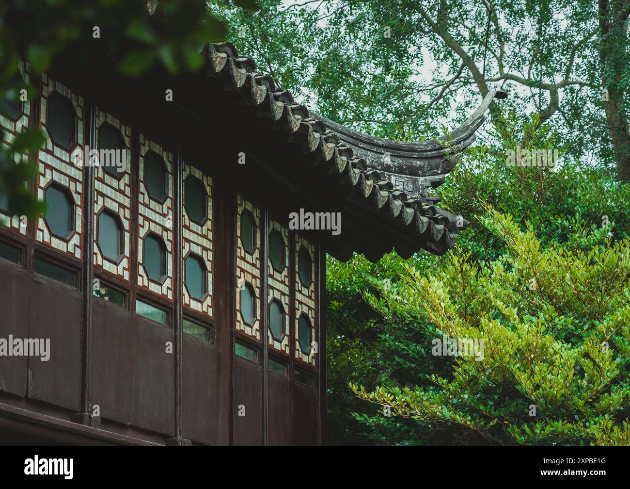 A close-up of a traditional Chinese building, showcasing its intricate ...