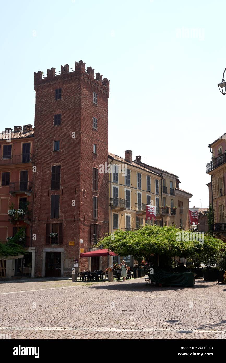 Medieval tower in Asti, Italy Stock Photo - Alamy