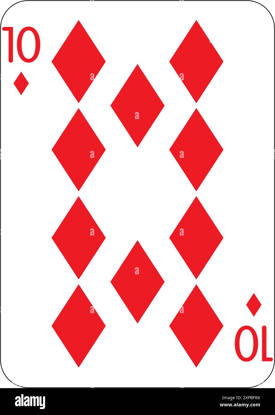 10 of diamonds. One playing card, illustration Stock Photo - Alamy