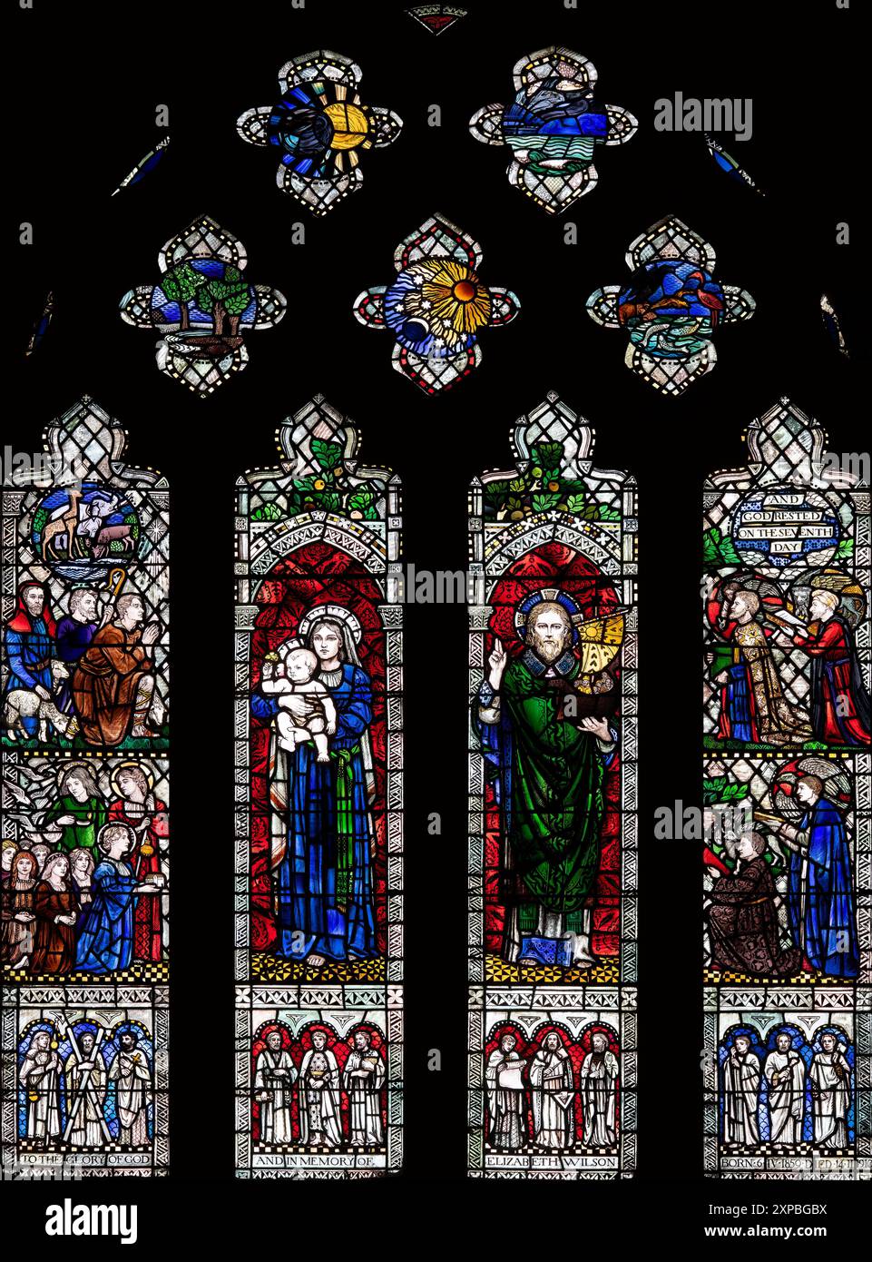 The creation, Mary and child, and Jesus as the saviour of the world ...