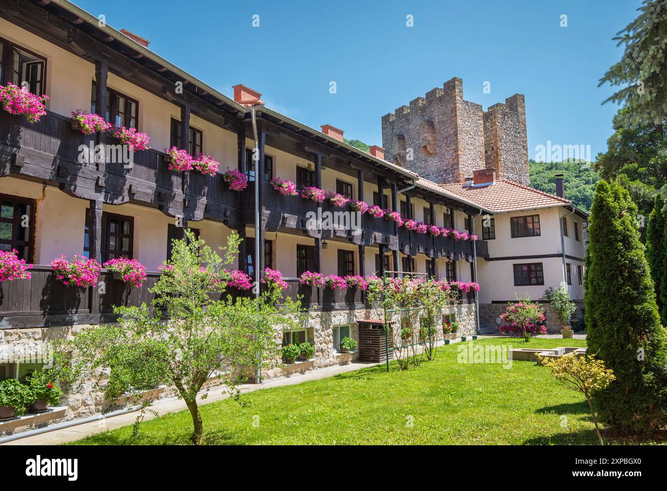 1 June 2024, Despotovac, Serbia: historic walls and towers of Manasija ...