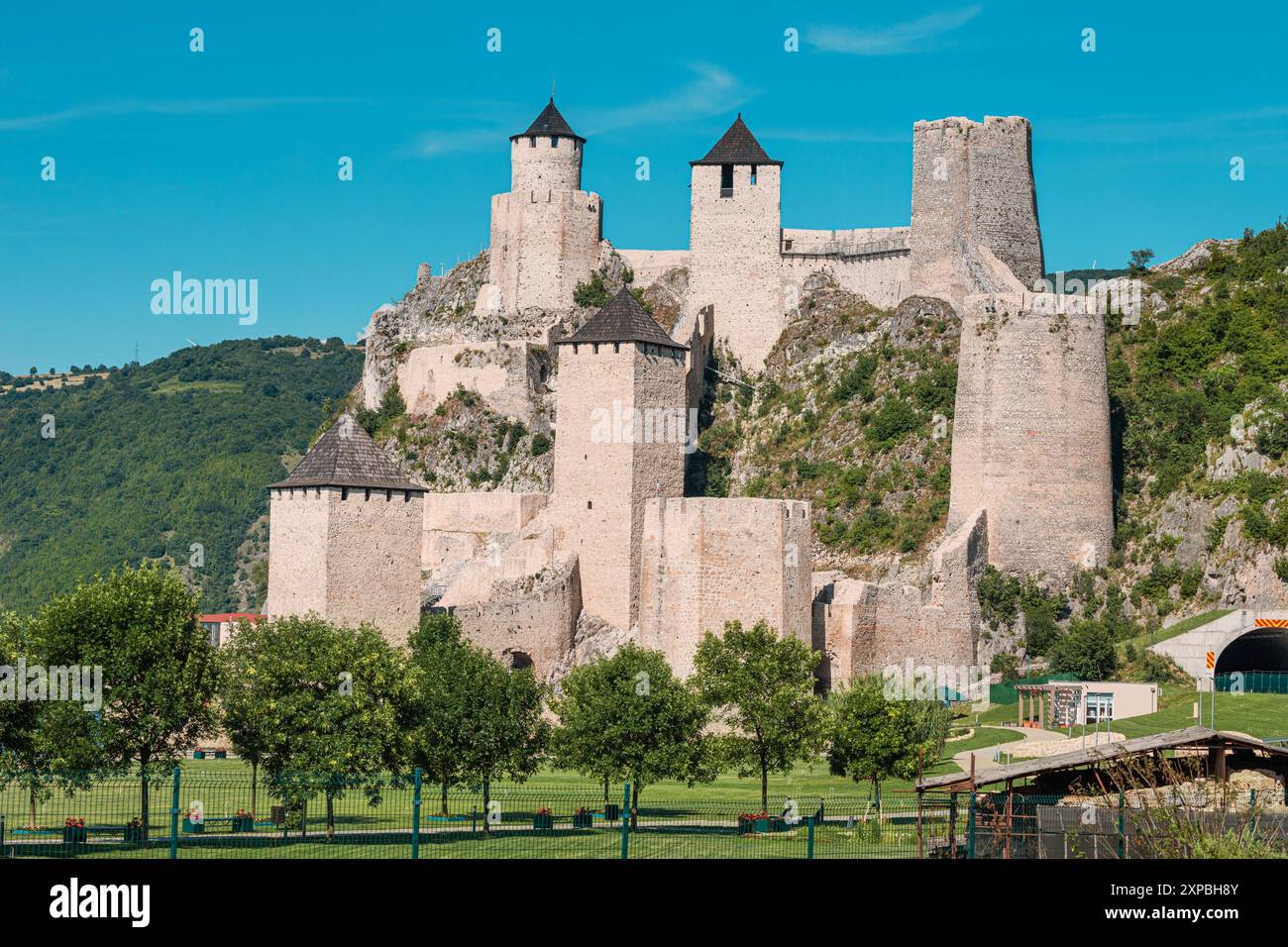 ancient splendor of Golubac Fortress overlooking the Danube River in ...