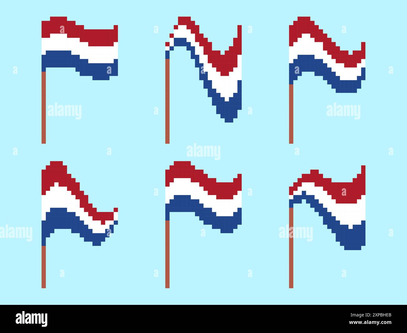 Pixel Netherlands flag icon set isolated on white background. Waving ...