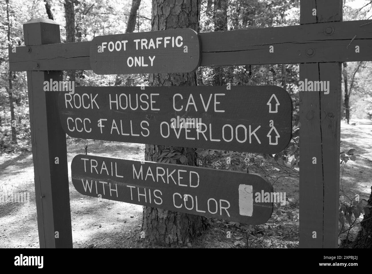Sign for a hiking trail at Petit Jean State Park, near Morrilton ...