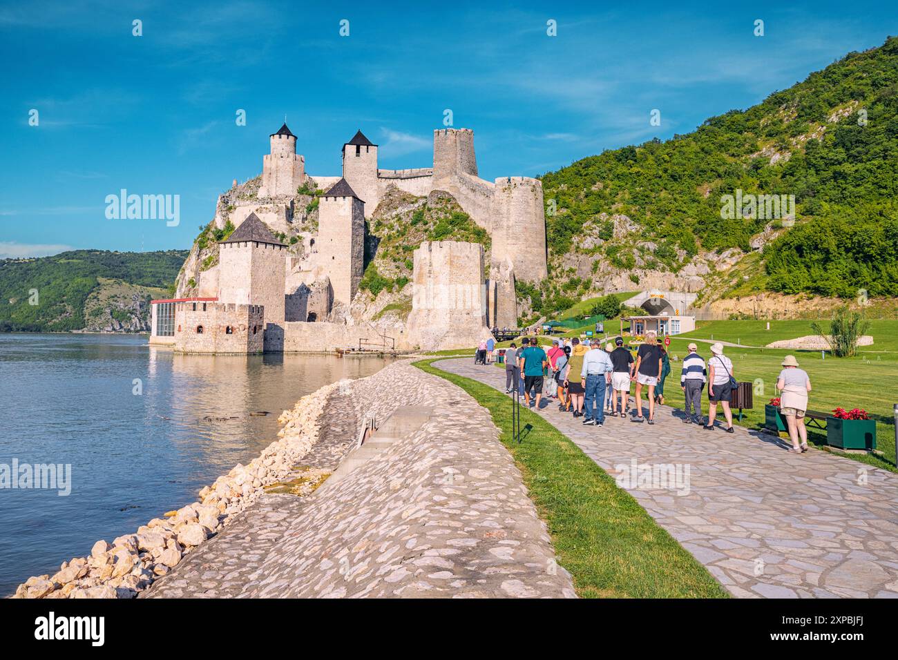 08 June 2024, Djerdap national park, Serbia: Tourists visiting Golubac ...