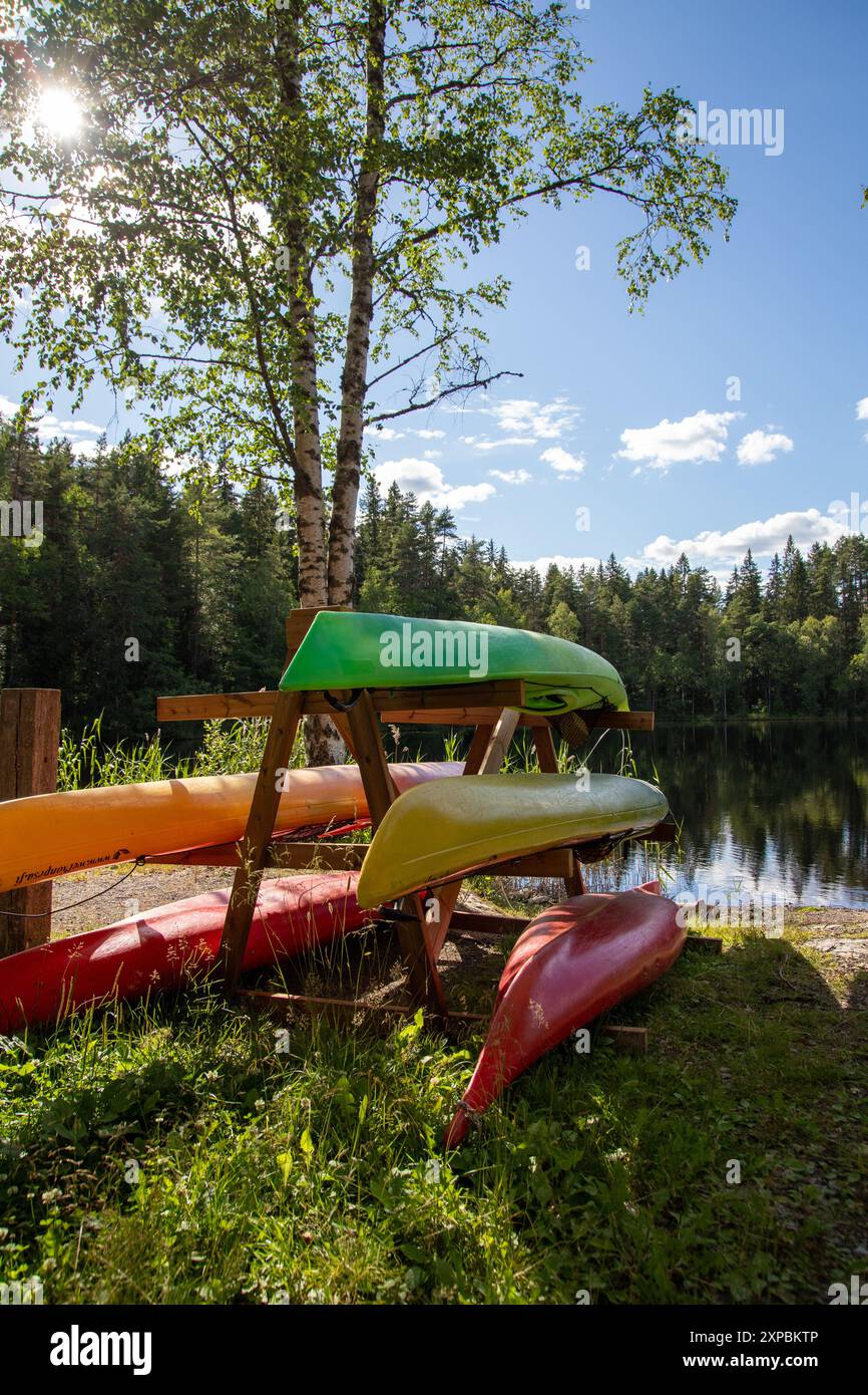 Row boat canoe rack hi-res stock photography and images - Alamy