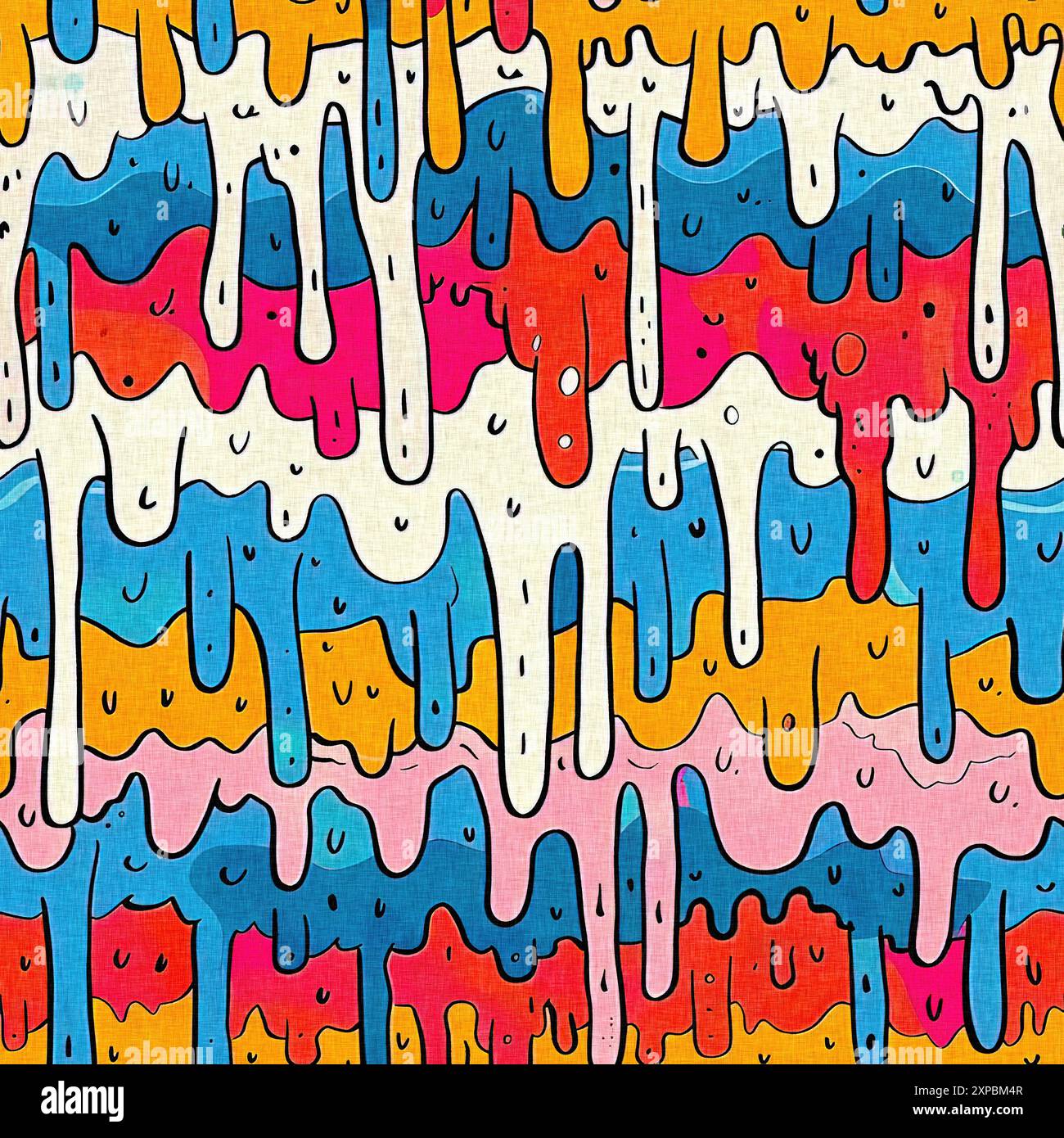 Fun dripping paint effect digital pattern with whimsical ink splodge ...