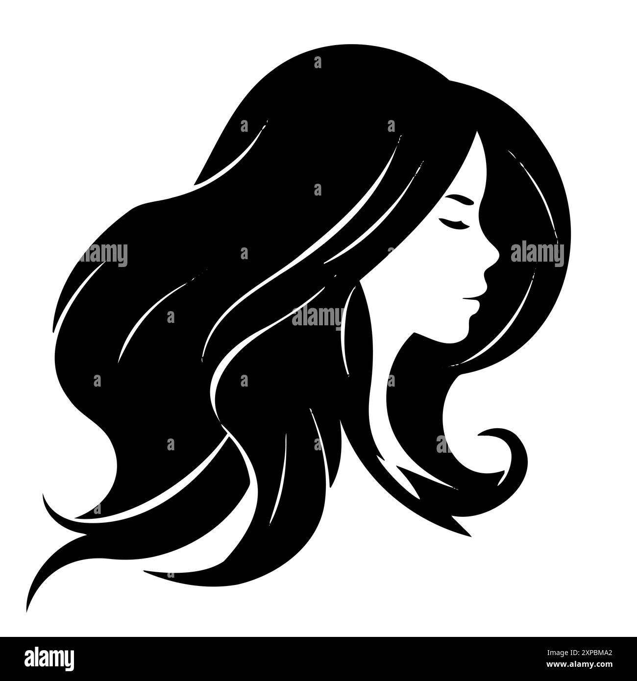 Silhouette of Woman with Flowing Hair Stock Vector Image & Art - Alamy