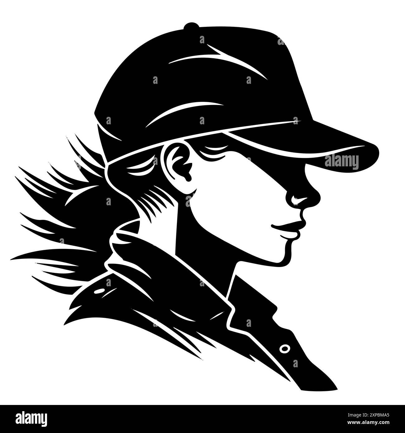 Silhouette of Woman with Cap and Ponytail Stock Vector Image & Art - Alamy