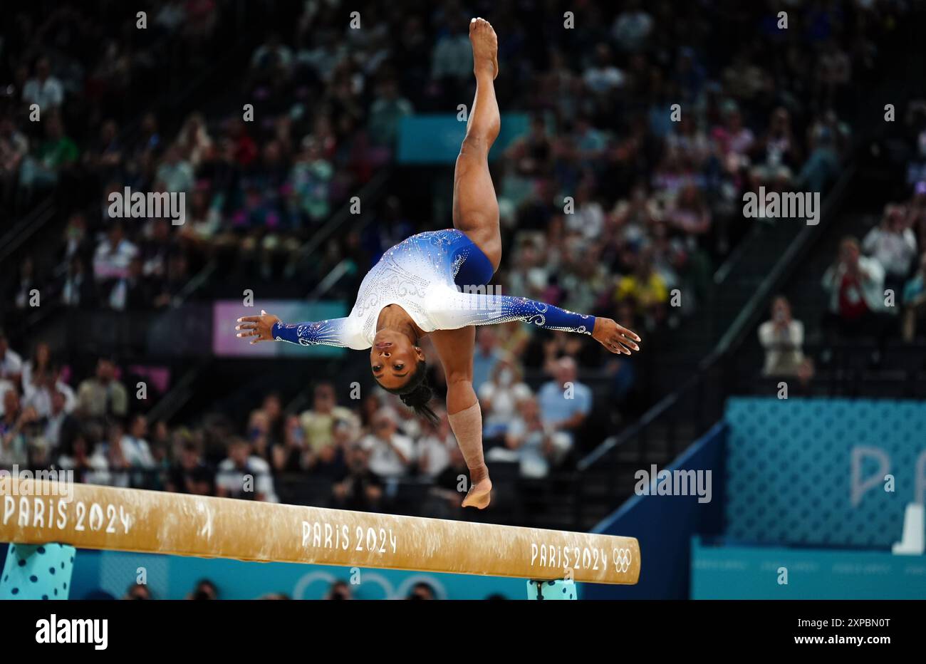 USA's Simone Biles during the women's balance beam final at the Bercy ...