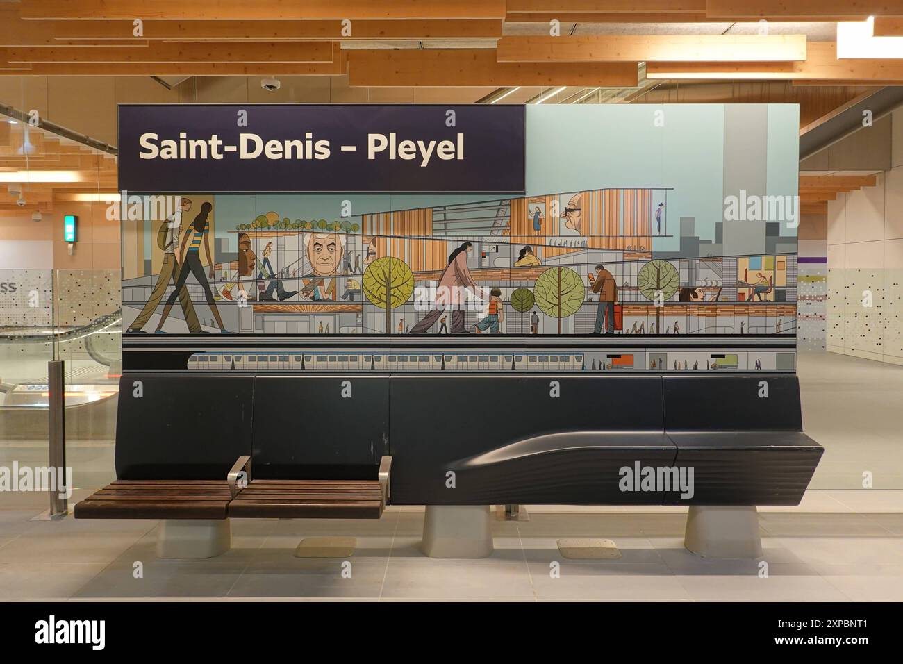 Paris, Metro M14 Station St-Denis Pleyel, Architekt Kengo Kuma, 2024 // Paris, Metro M14, St ...