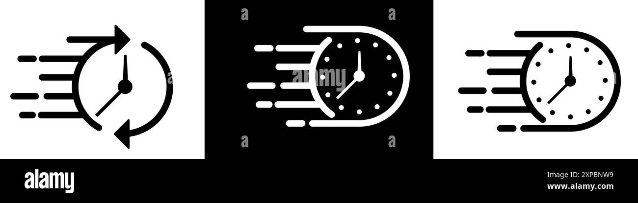 Quick time or deadline icon set in line style, Timers, Express service, Countdown timer. Vector ...