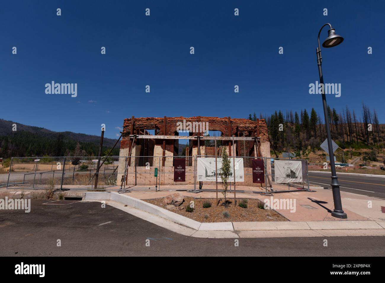 Greenville, USA. 04th Aug, 2024. The remains of a historic building in ...