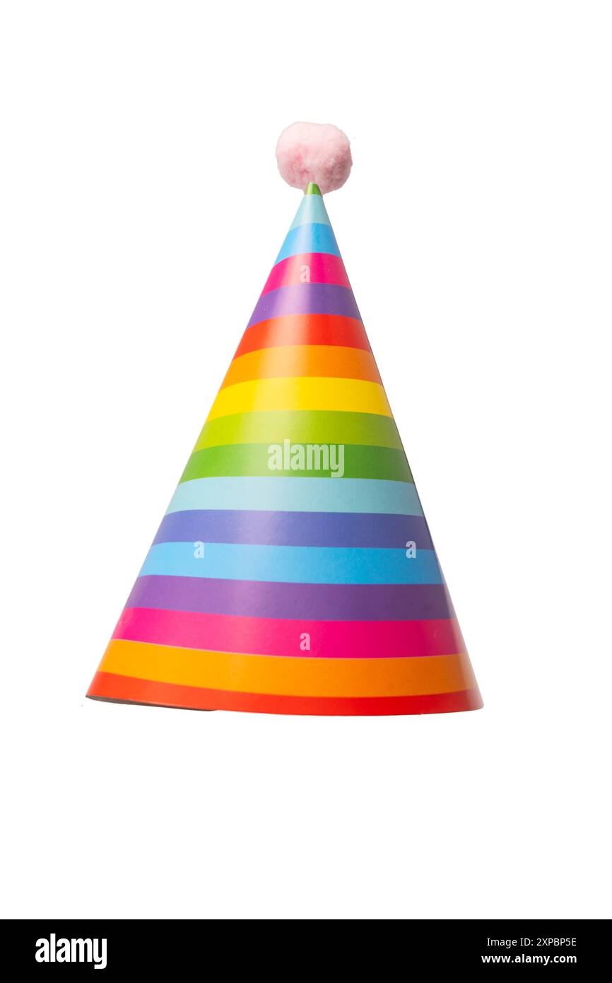 Colorful birthday cap isolated on white background Stock Photo - Alamy