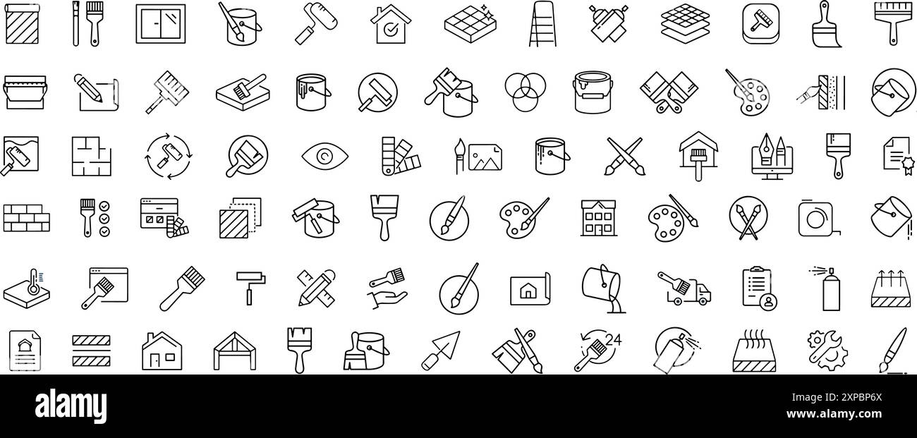 Painter icons Pixel perfect. Renovation, tool, wall.Vector graphic of ...