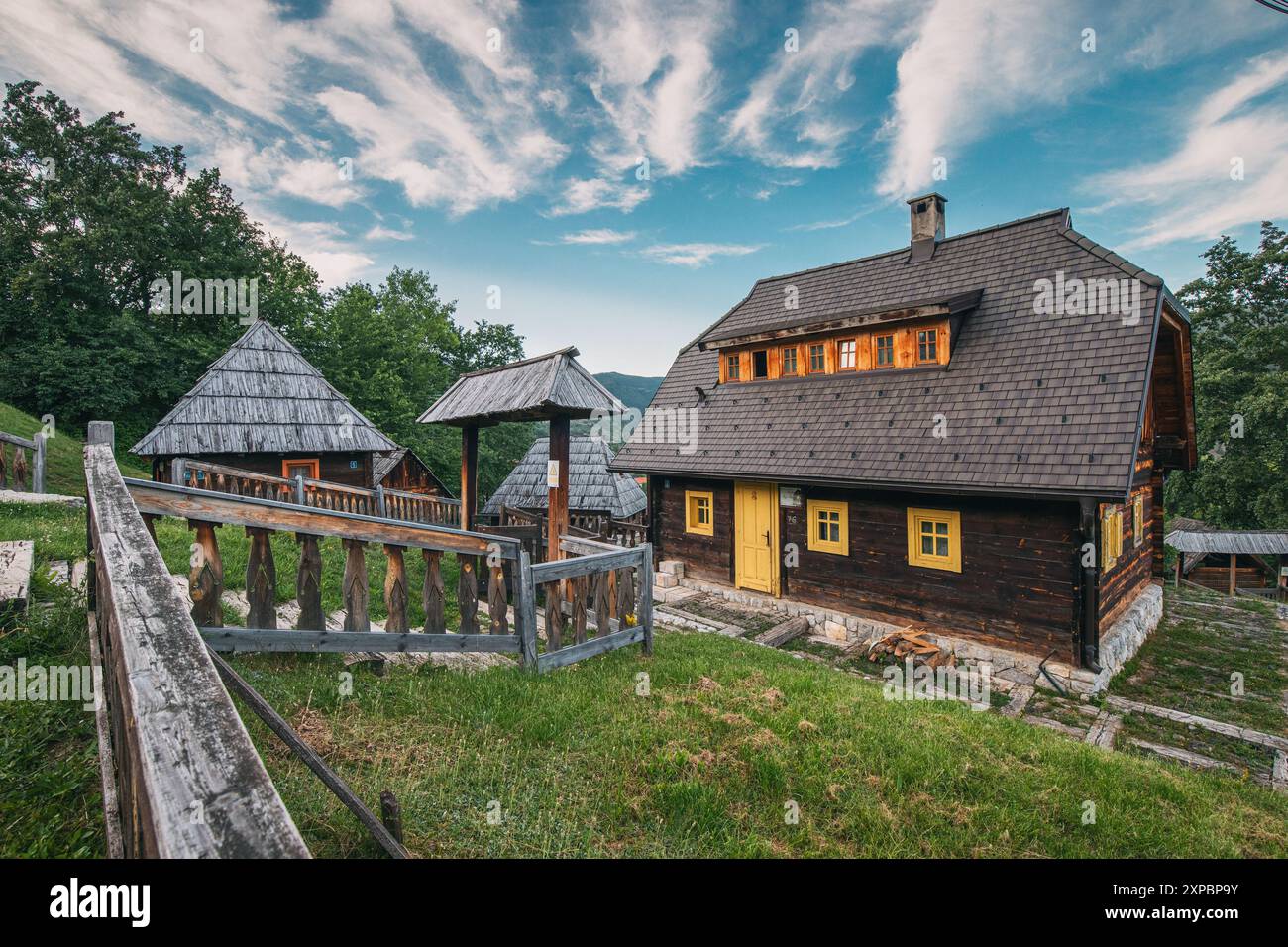 10 June 2024, Mokra Gora, Serbia: Historical buildings in Drvengrad ...