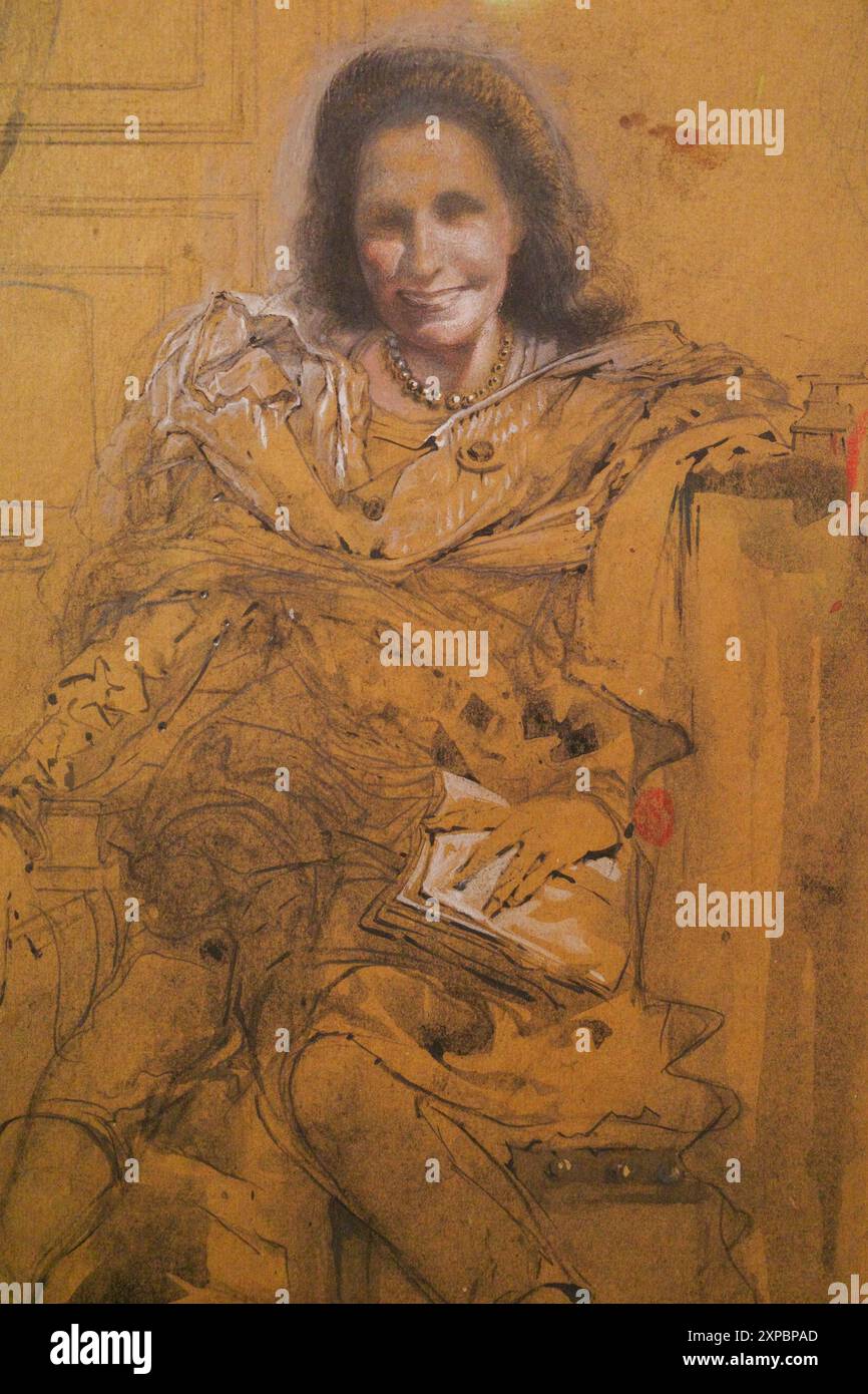 Figueres, Spain - 3 Aug, 2024: Sketch paiting of Gala smiling, by ...