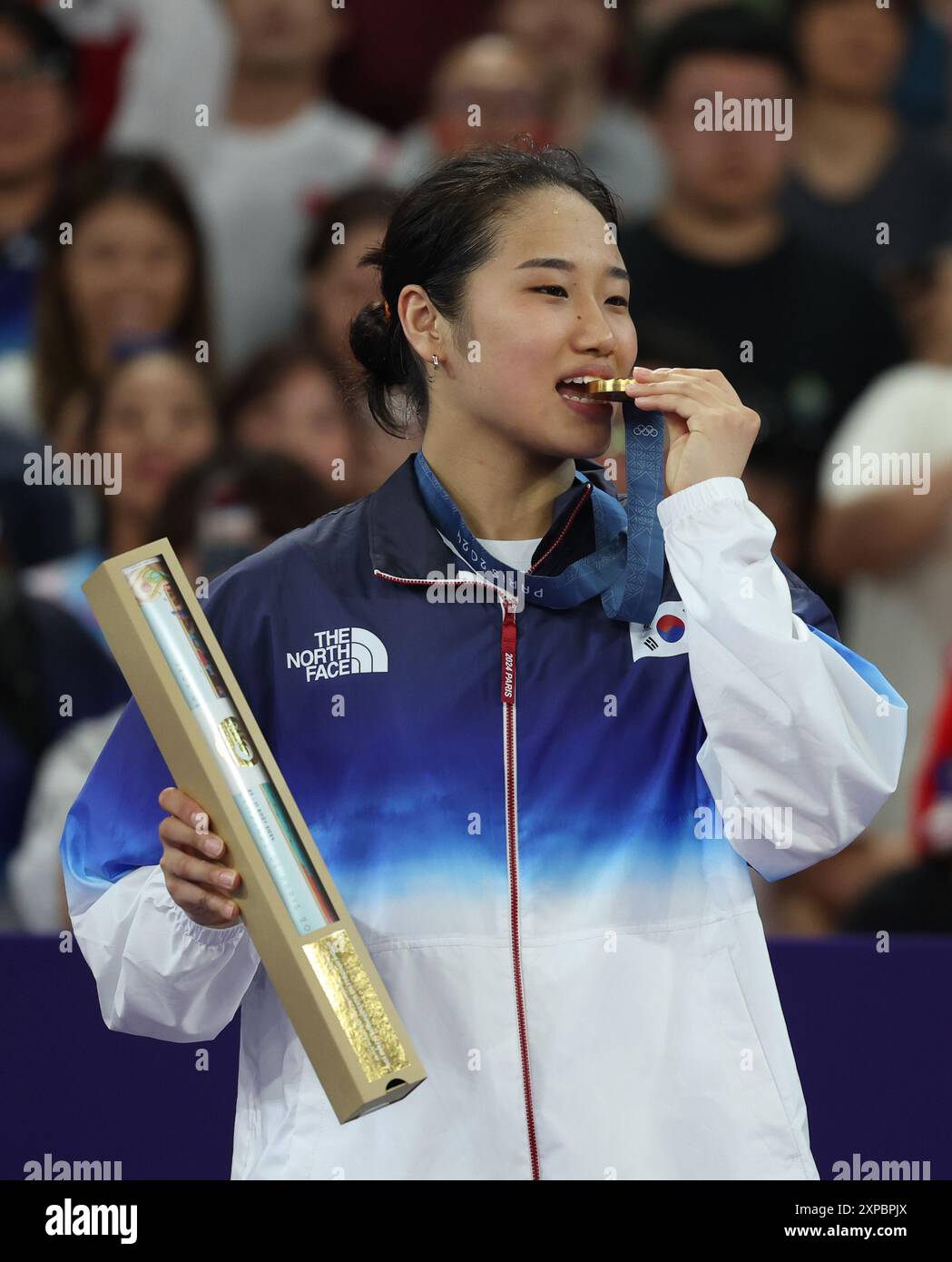 Paris, France. 5th Aug, 2024. Gold medalist An Se Young of South Korea ...